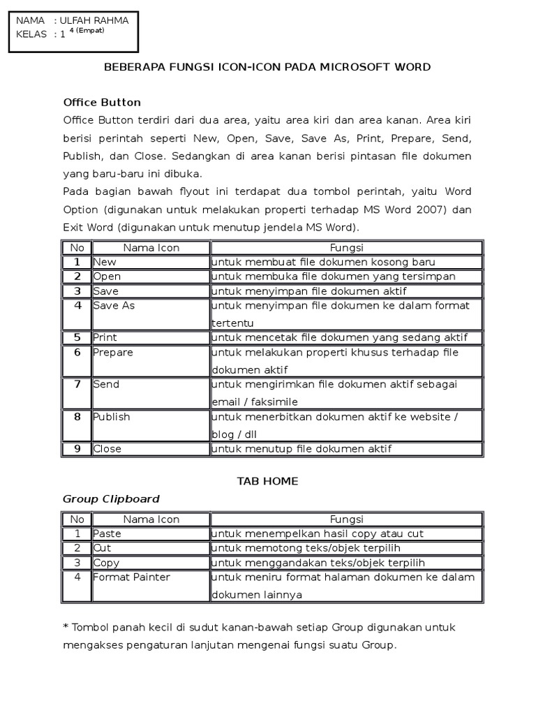 Beberapa Fungsi Icon Pada Microsoft Word | PDF