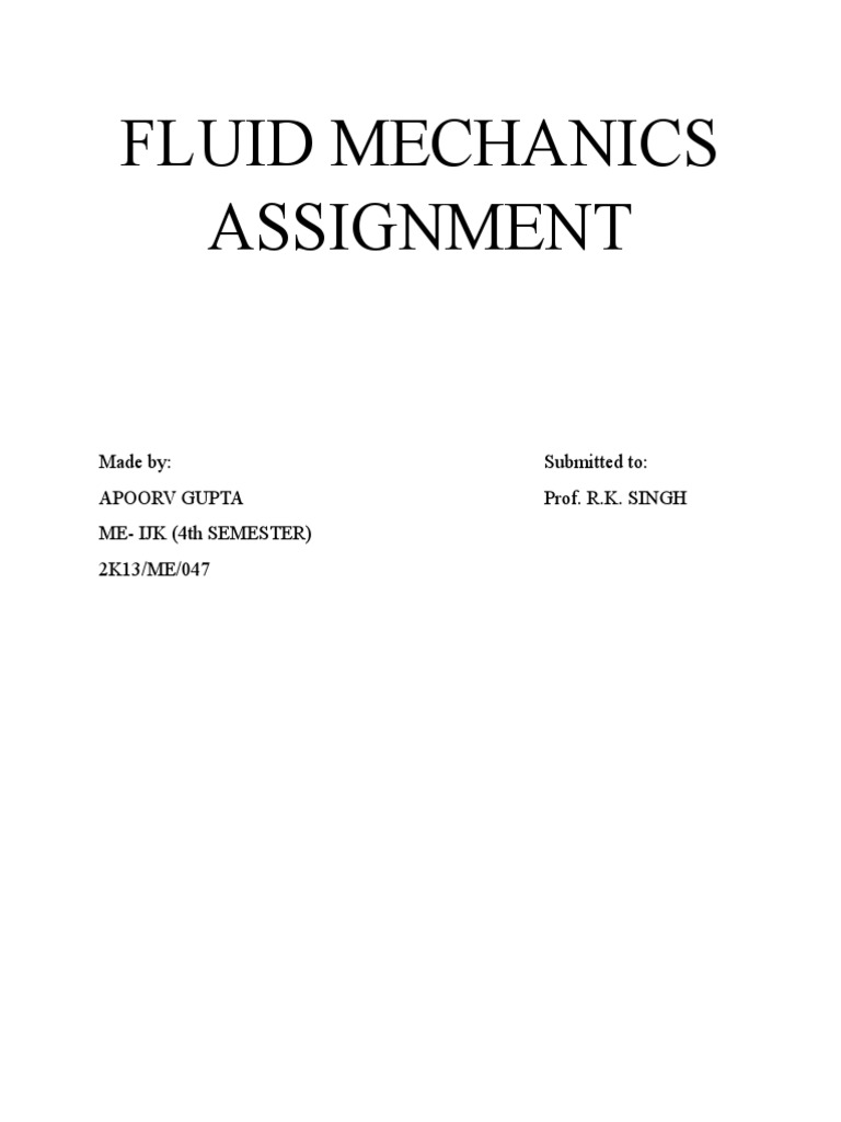 Fluid Mechanics Assignment | PDF | Fluid Mechanics | Thrust