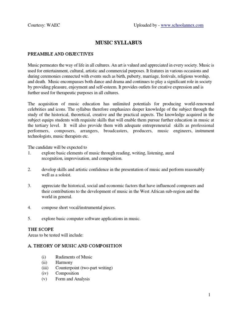 Music Syllabus | PDF | Chord (Music) | Harmony