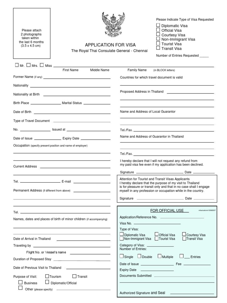 Thailand Visa Application Form Guide | PDF | Travel Visa | Official ...