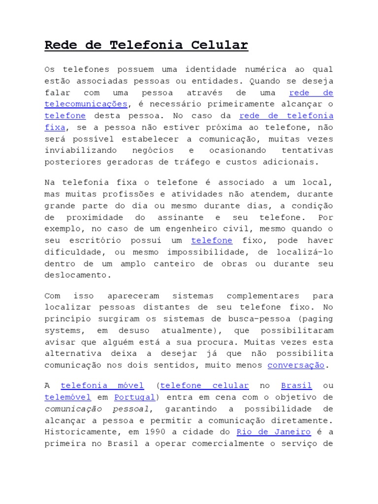 Redes de Telefonia Movel Celular | PDF | 3G | Celulares