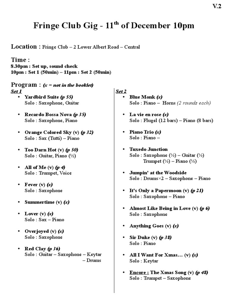 11th Dec 2015 - Fringe Club | PDF