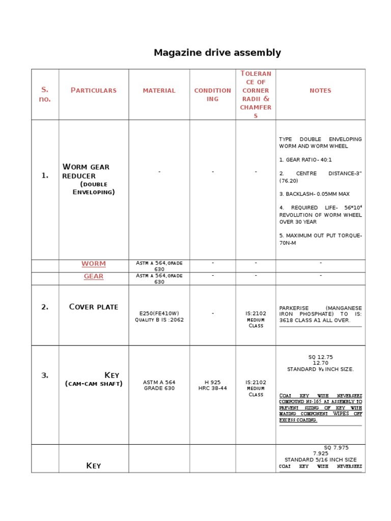 Magazine Drive Assembly Specifications | PDF | Pipe (Fluid Conveyance ...