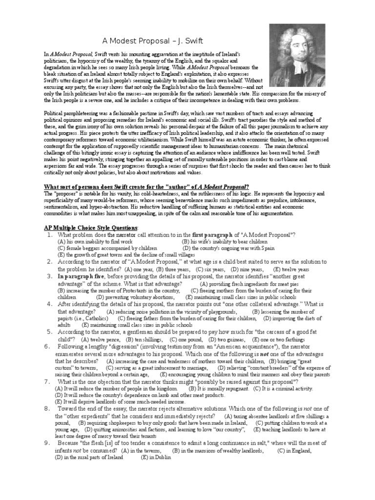 2009 10 A Modest Proposal Analysis 13ptthz | PDF | Irony | Science