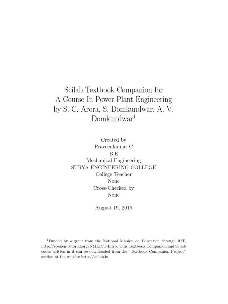A Course in Power Plant Engineering - S. C. Arora, S. Domkundwar, A. v. Domkundwar | PDF ...