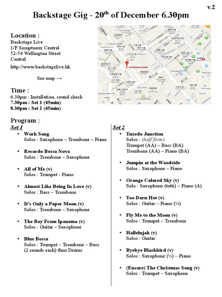 Backstage Live Gig Schedule - Dec 20 | PDF | Language Arts & Discipline