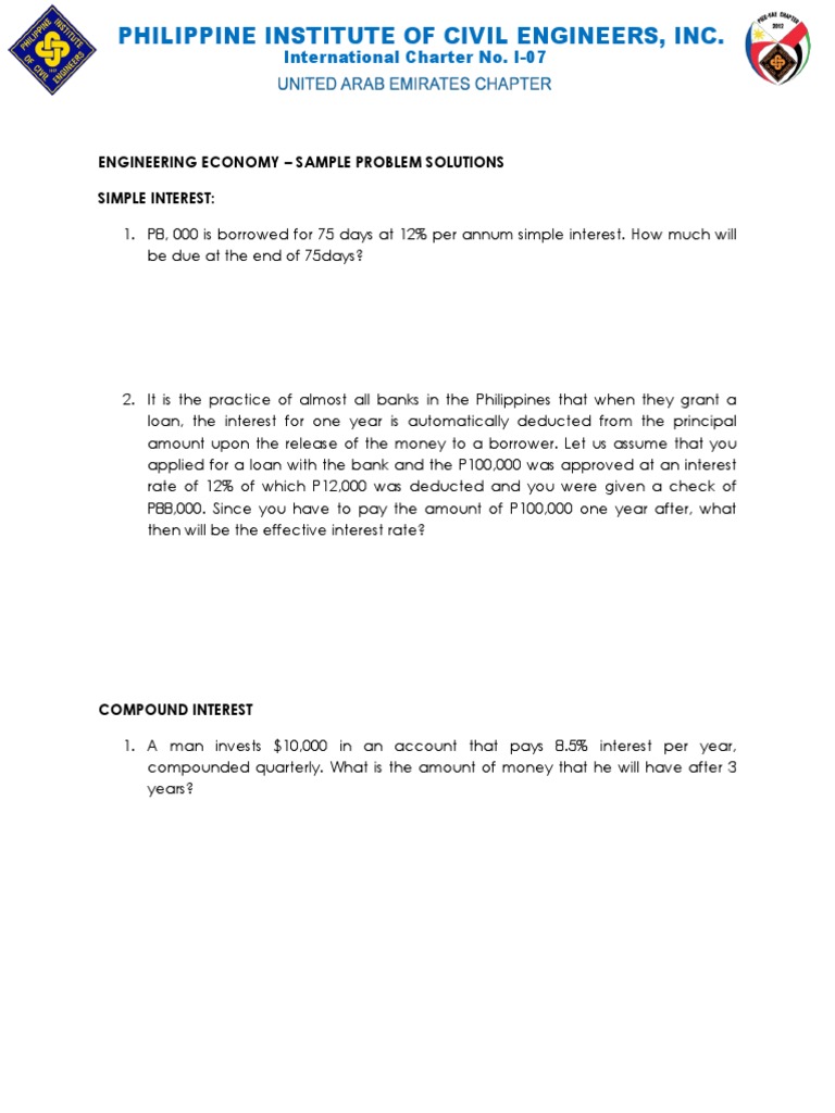 Engineering Economy Problem Solutions | PDF | Interest | Interest Rates