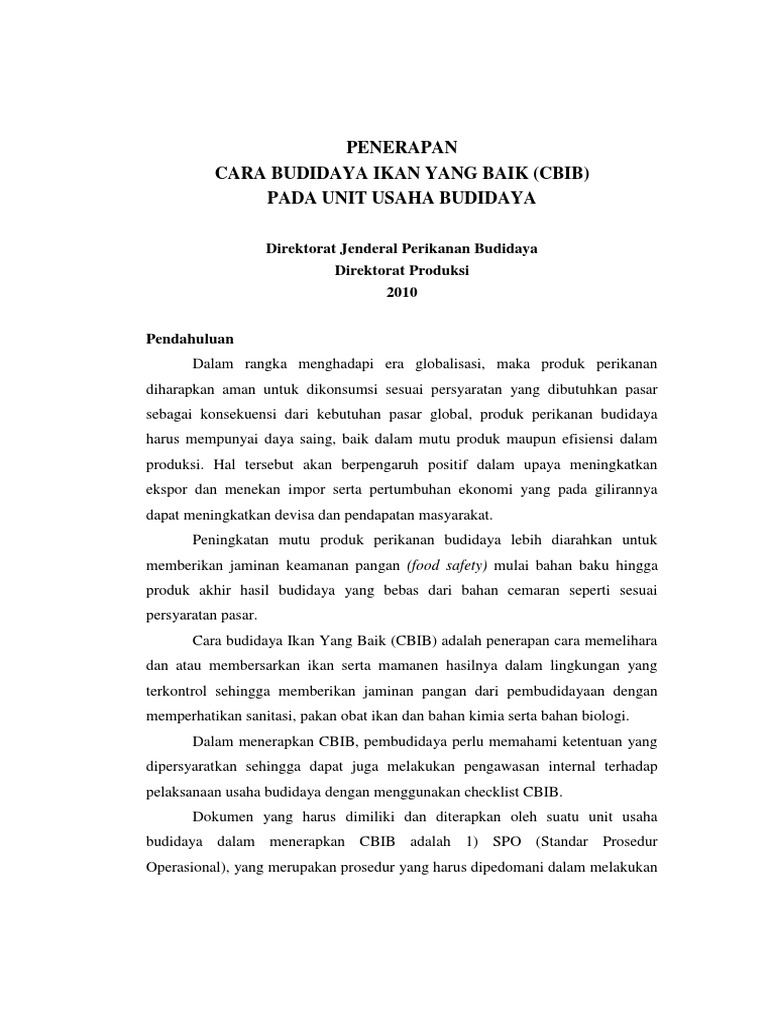 Panduan Budidaya Ikan CBIB yang Efektif | PDF