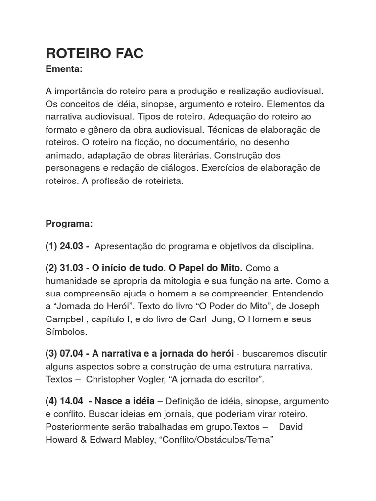 Roteiro Fac | Roteiro | Narração