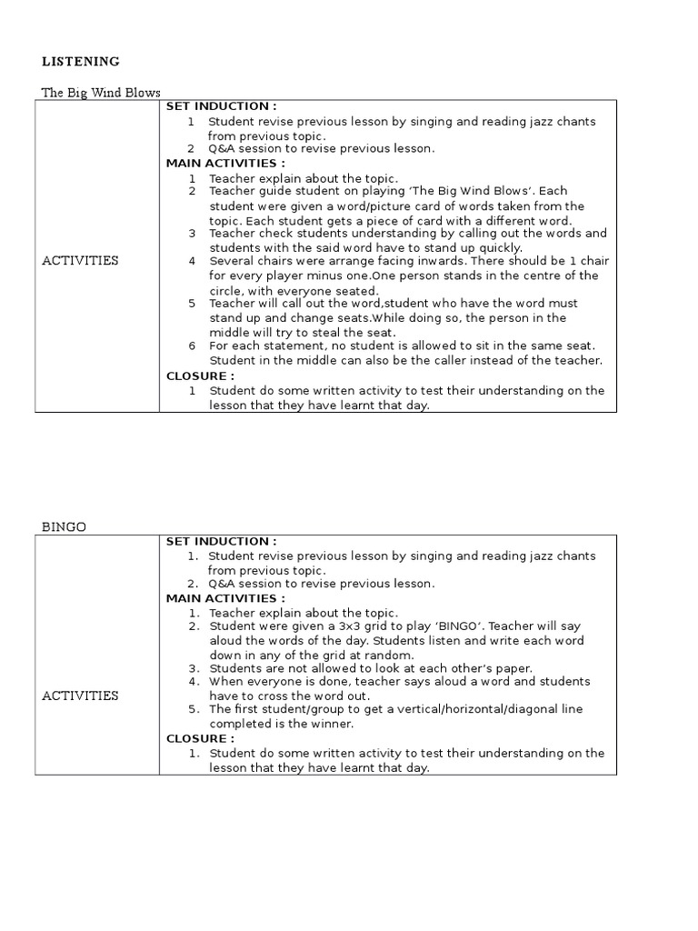 Activities For LP | PDF