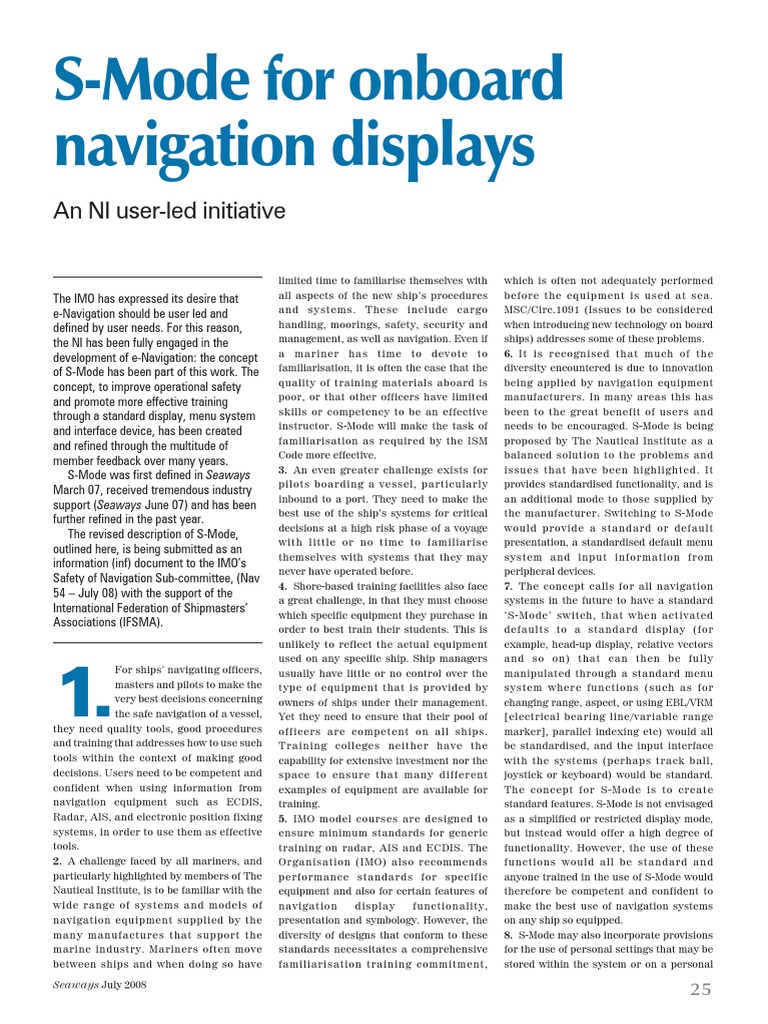 S-Mode Onboard Navigation Displays - Seaways Jul 08 PDF | PDF | Science ...