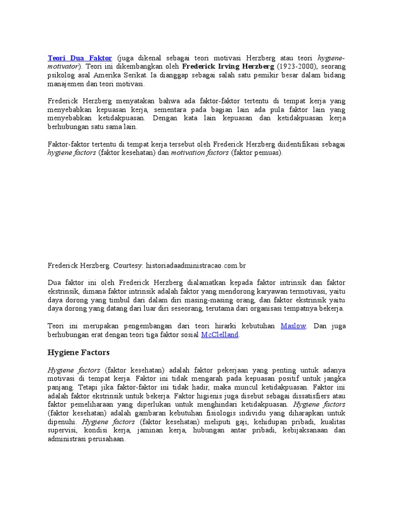 Teori Dua Faktor | PDF | Karier & Perkembangan