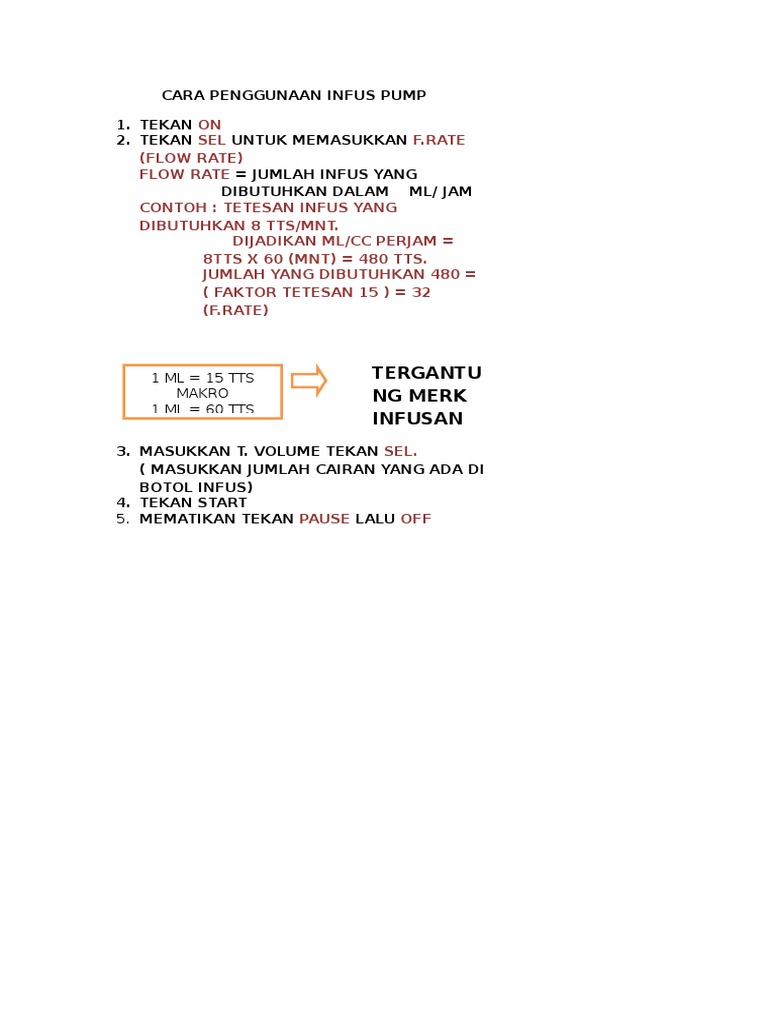 Cara Penggunaan Infus Pump | PDF