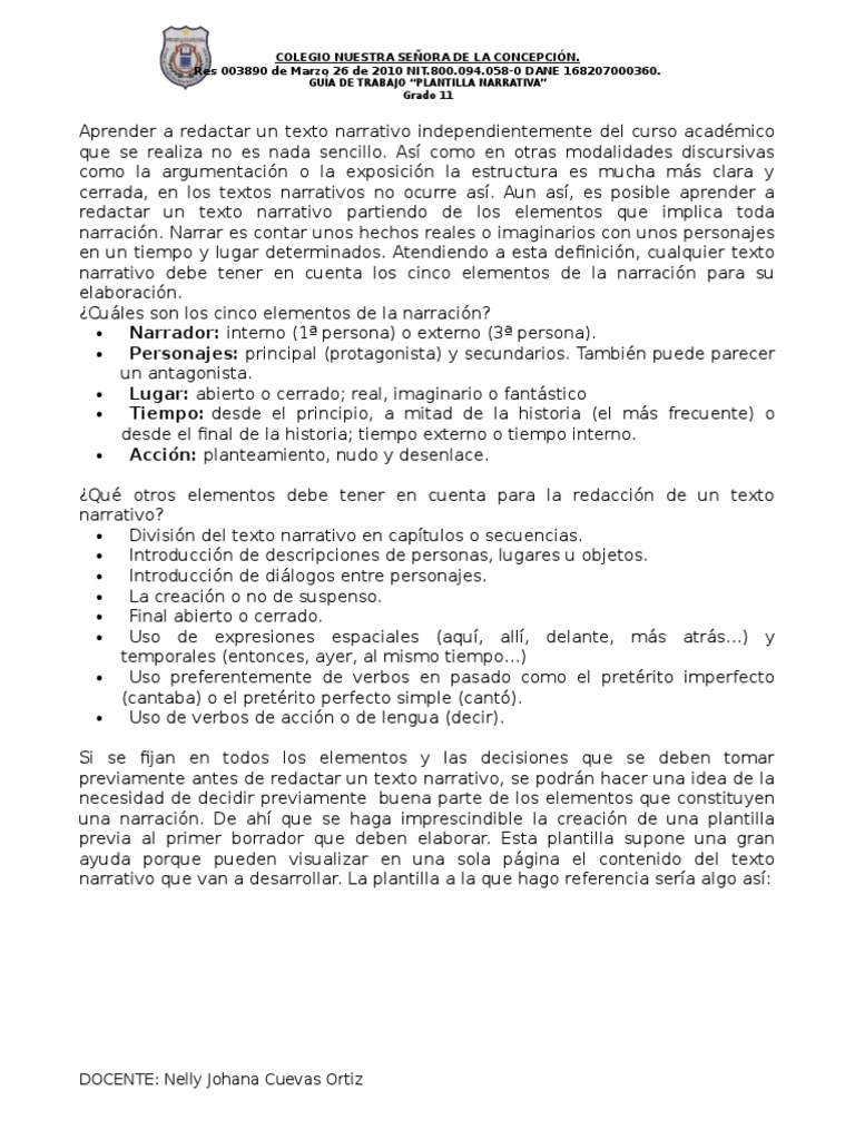 Plantilla Narrativa | PDF