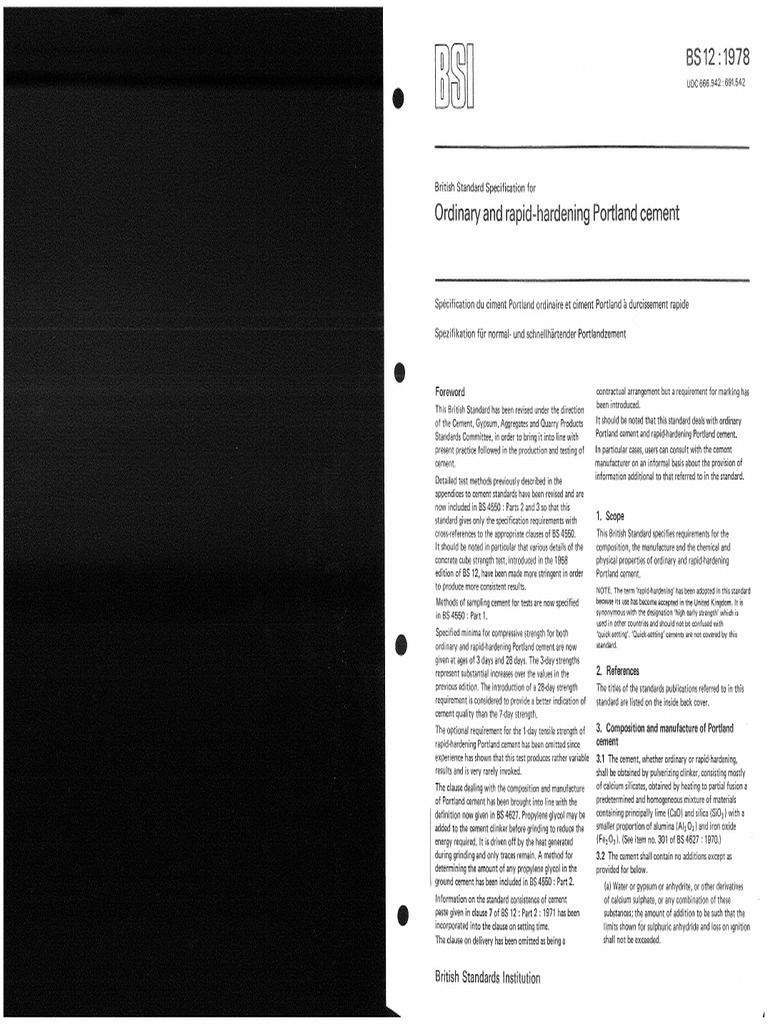 BS 12 - 1978 - Portland Cement | PDF