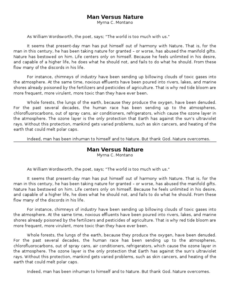 Man Versus Nature | PDF | Atmosphere | Atmosphere Of Earth