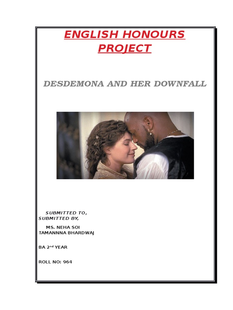 English Honours Project | PDF | Desdemona | Othello