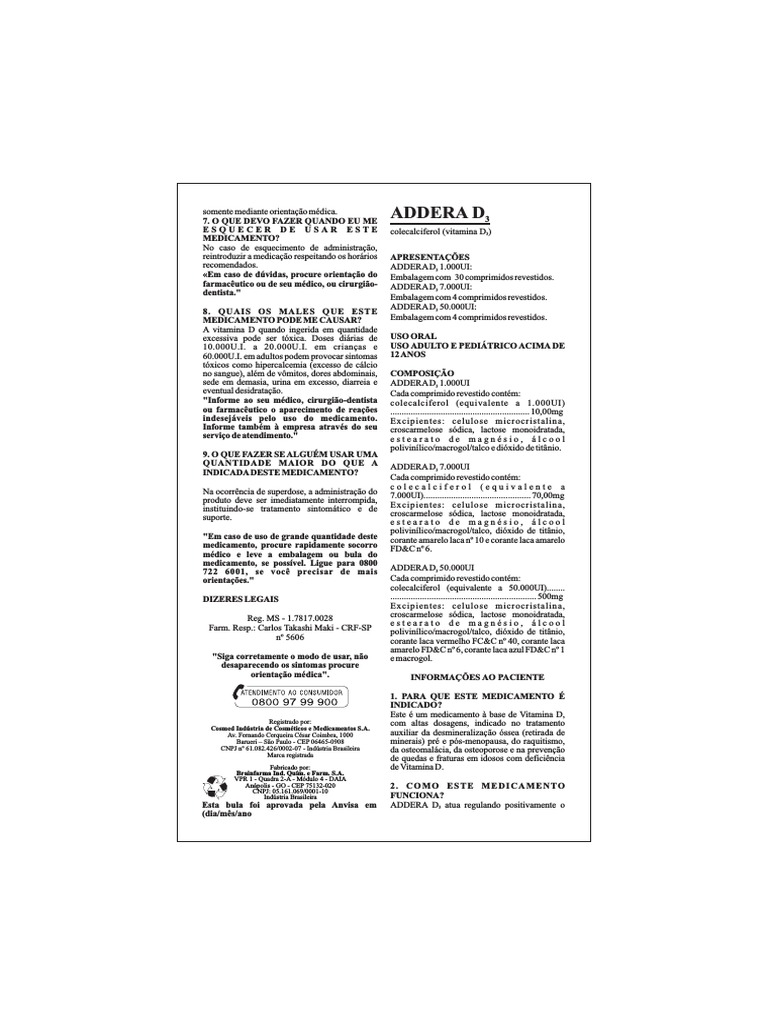 Bula - Addera | Download grátis PDF | Vitamina D | Vitamina