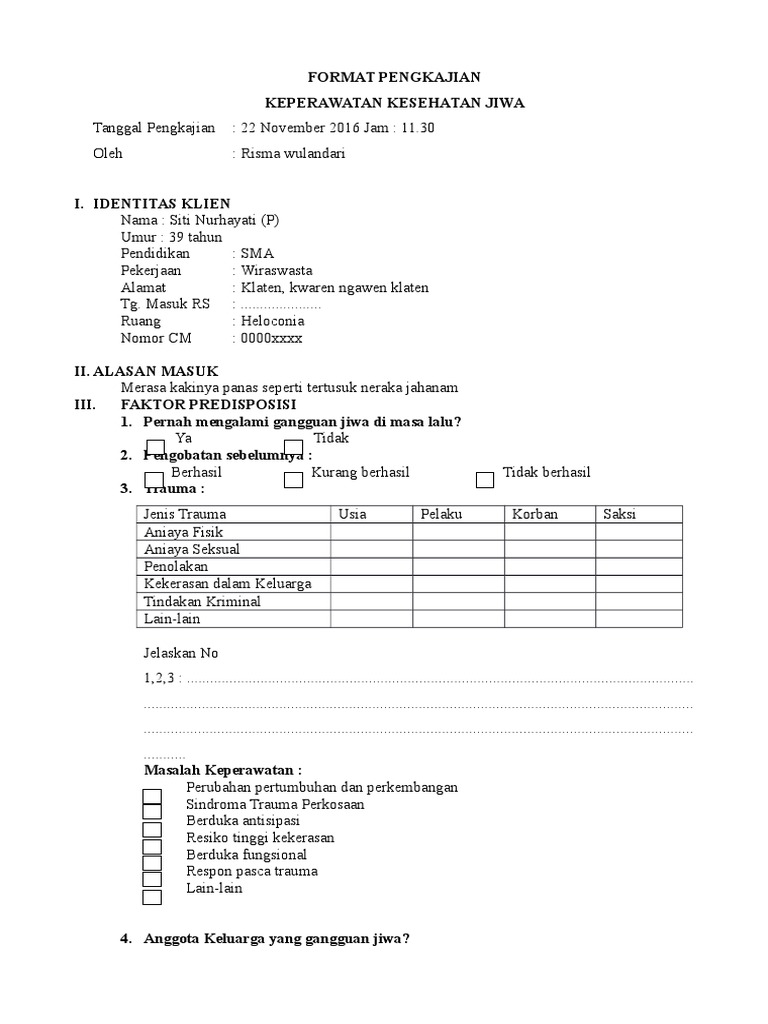 Format Pengkajian Jiwa | PDF