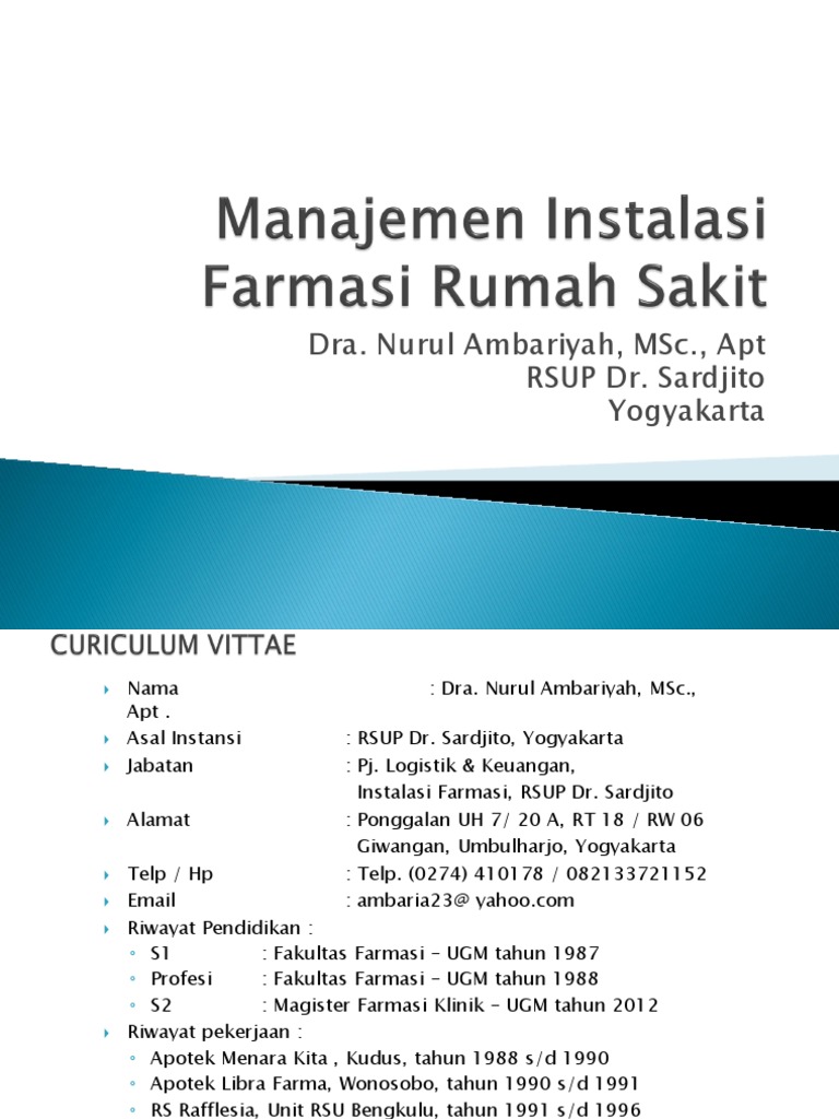 Manajemen Instalasi Farmasi Rumah Sakit | PDF