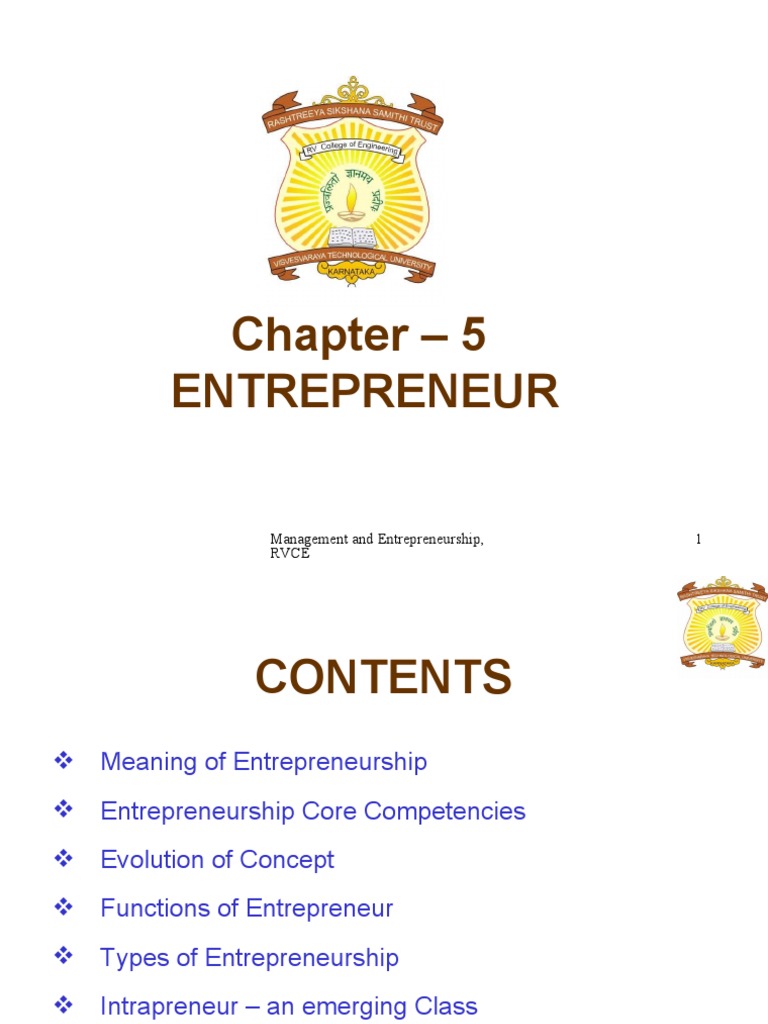 Chapter - 5 Entrepreneur: Management and Entrepreneurship, Rvce 1 | PDF ...