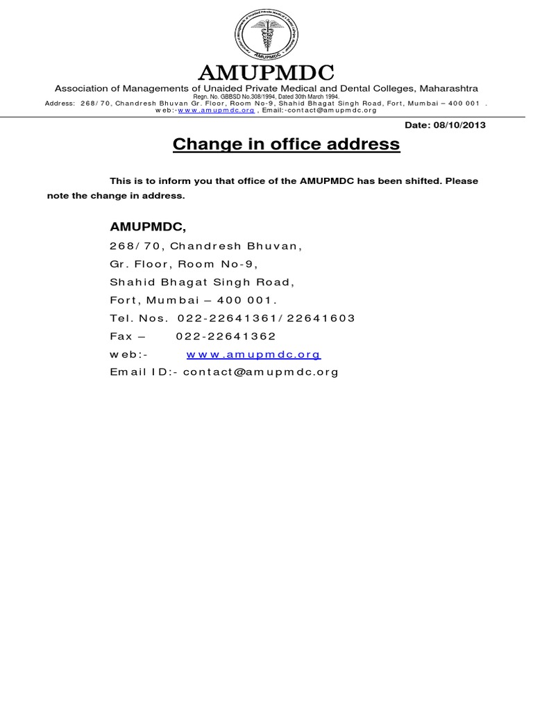 Change of Office Address | PDF