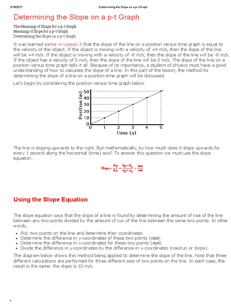 Determining The Slope On A P-T Graph | PDF | Slope | Velocity