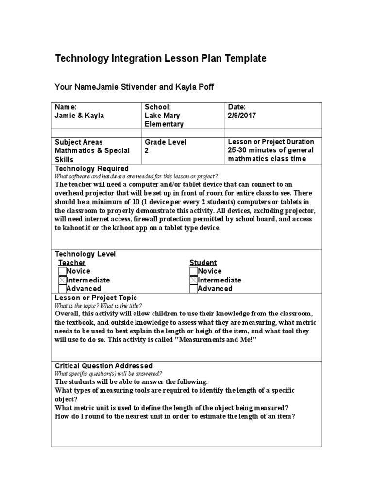 Technology Integration Lesson Plan Template-2-3 | PDF | Educational Assessment | Lesson Plan