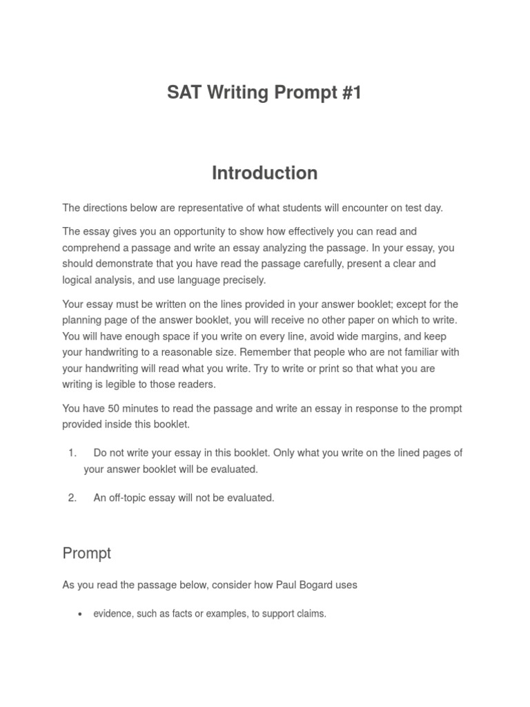 SAT Writing Prompt 1 | PDF | Essays | Sleep