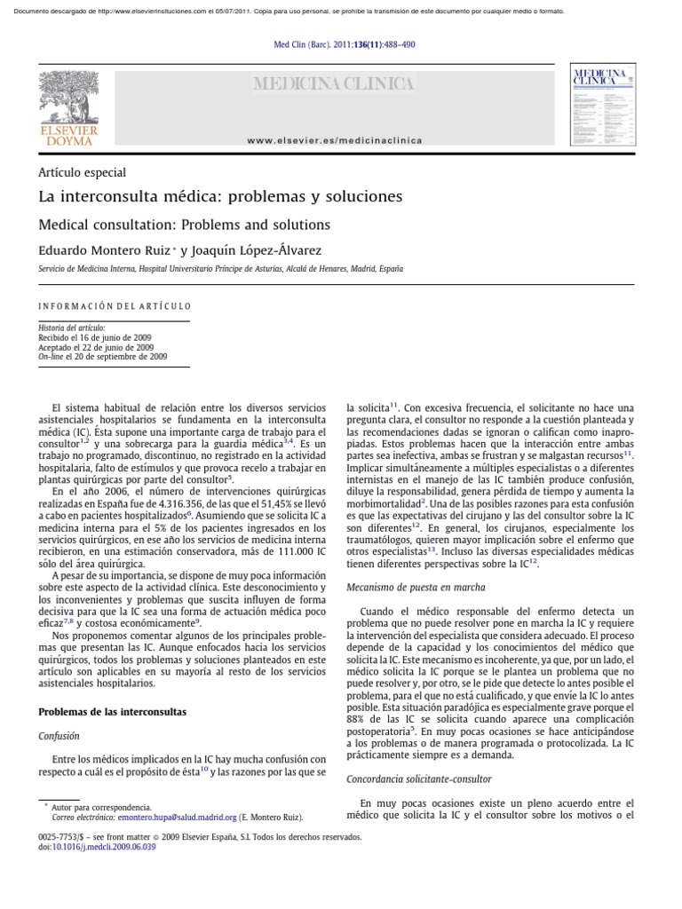 La Interconsulta Médica Problemas y Soluciones | Hospital | Conocimiento
