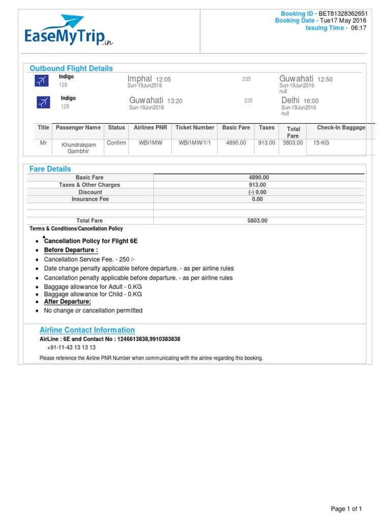 Easemytrip Invoice format | Industries | Aviation