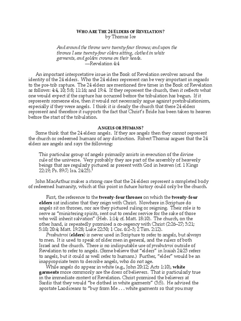 Who Are The 24 Elders in Revelation - Thomas Ice | PDF | Rapture ...