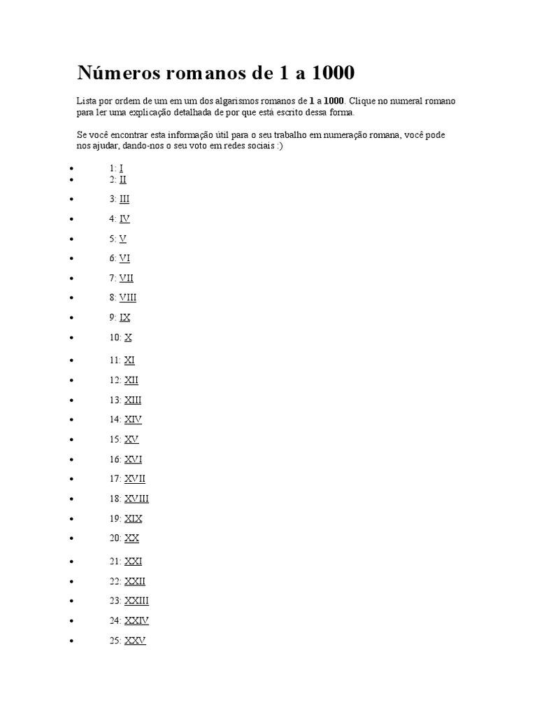 Números Romanos del 1 al 1000 | PDF | Química Orgánica | Química