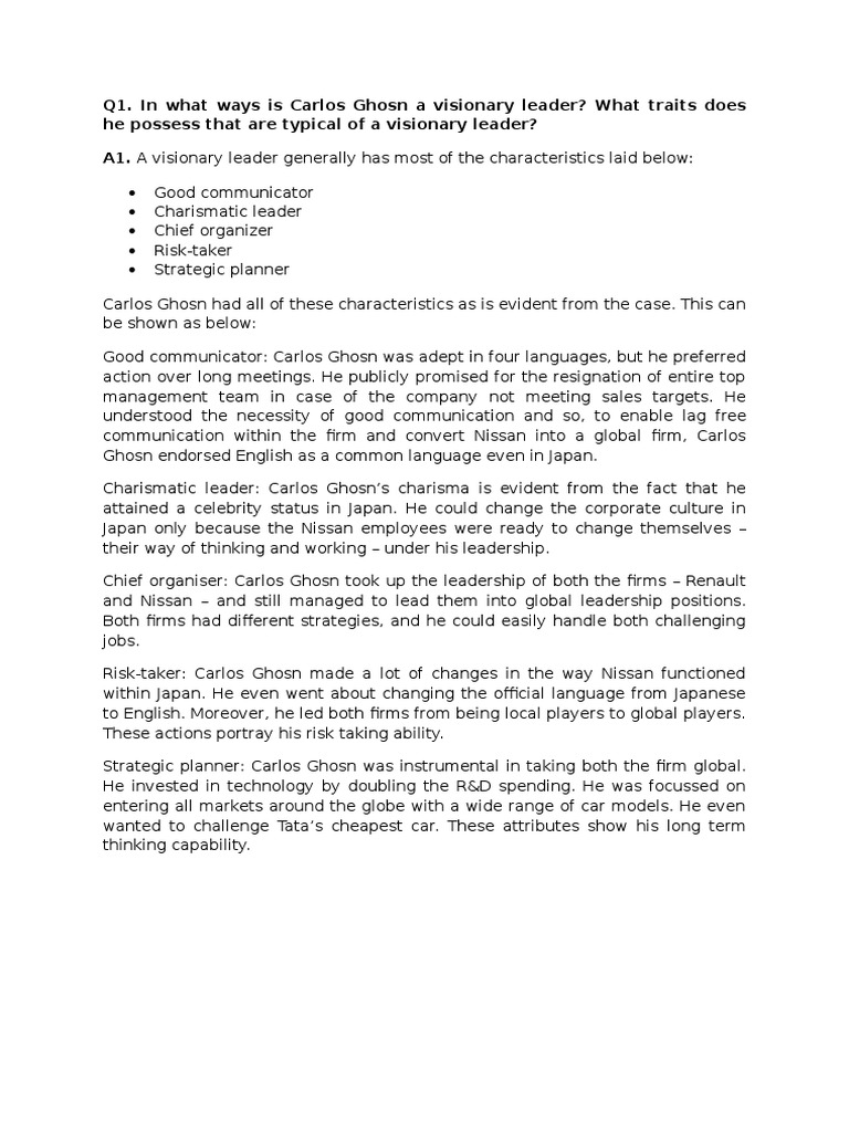 Carlos Ghosn Nissan Case | PDF | Strategic Management | Nissan