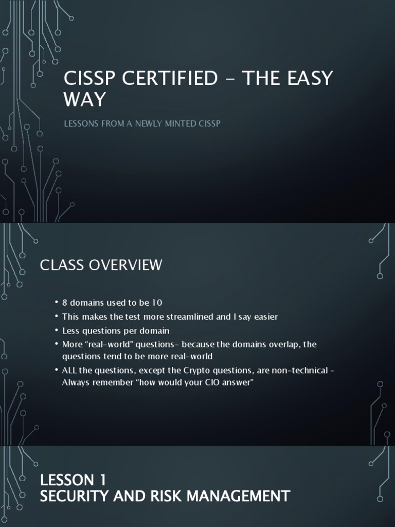 CISSP Certified - Outline | PDF | Denial Of Service Attack | Computer Security