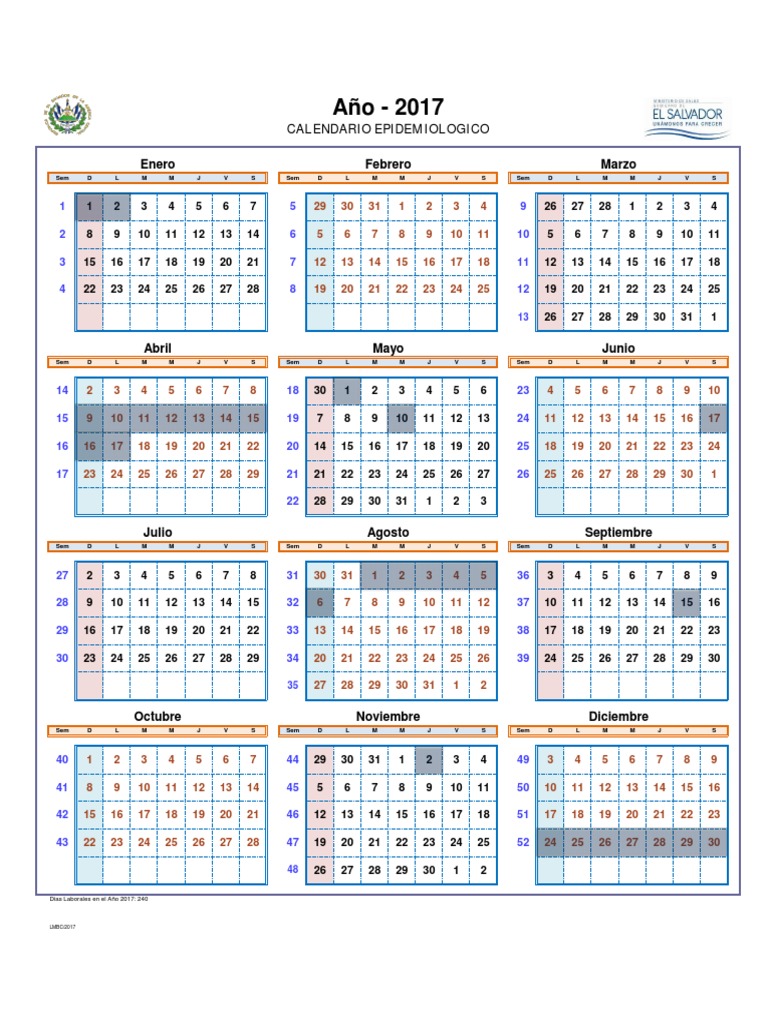 Calendario Epidemiologico 2017 | PDF