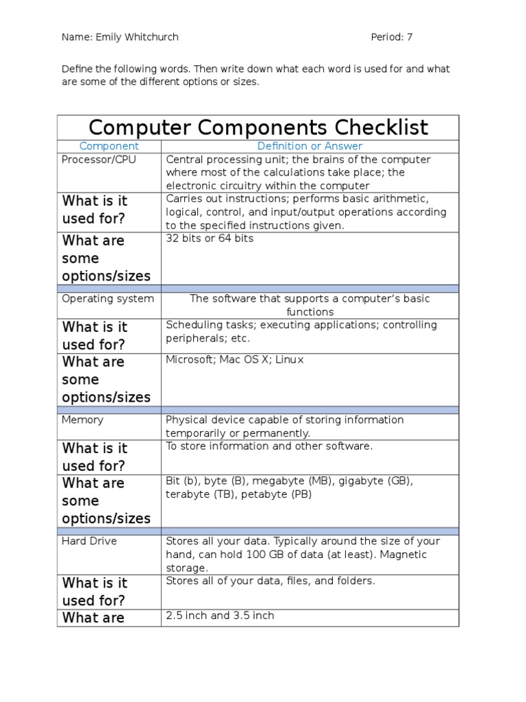 Computer Components Pdf Computer Data Storage Disk Storage