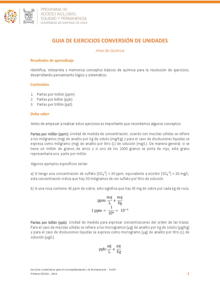 Conversión de Unidades (Ppm, Ppb y Ppt) | Ciencias fisicas | Ciencia