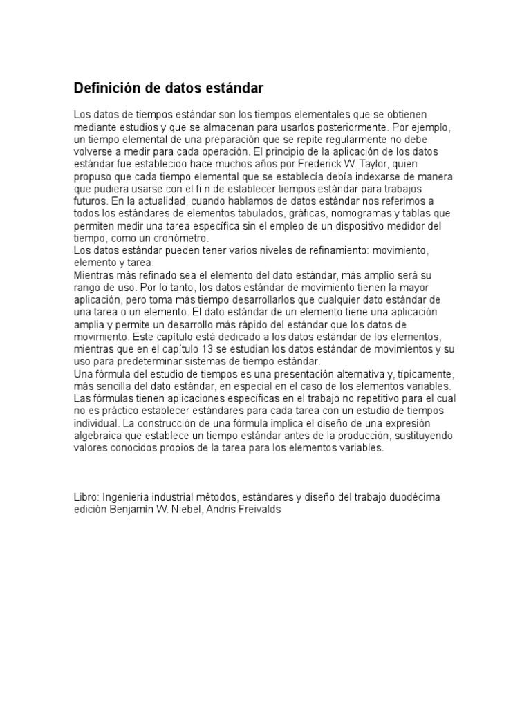 Definición de Datos Estándar | Descargar gratis PDF | Ingeniería ...