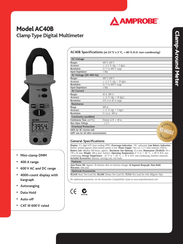 AC40B Amprobe | PDF | Electric Power | Electronics