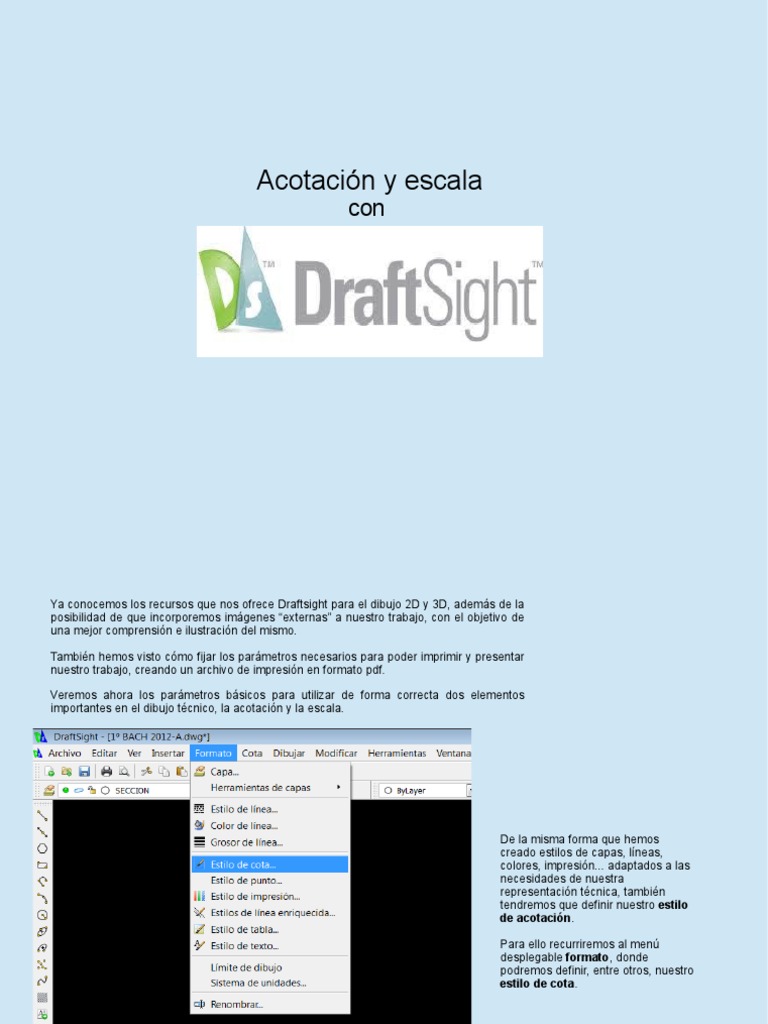 Acotacion y Escala Con Draftsight | Descargar gratis PDF | Dibujo | Dibujo técnico