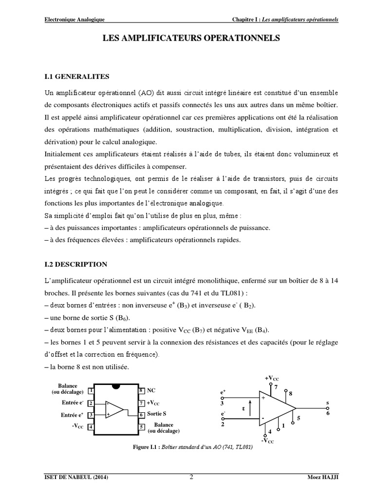 Chapitre 1 Les Amplificateurs Operationnels | PDF | Amplificateur ...