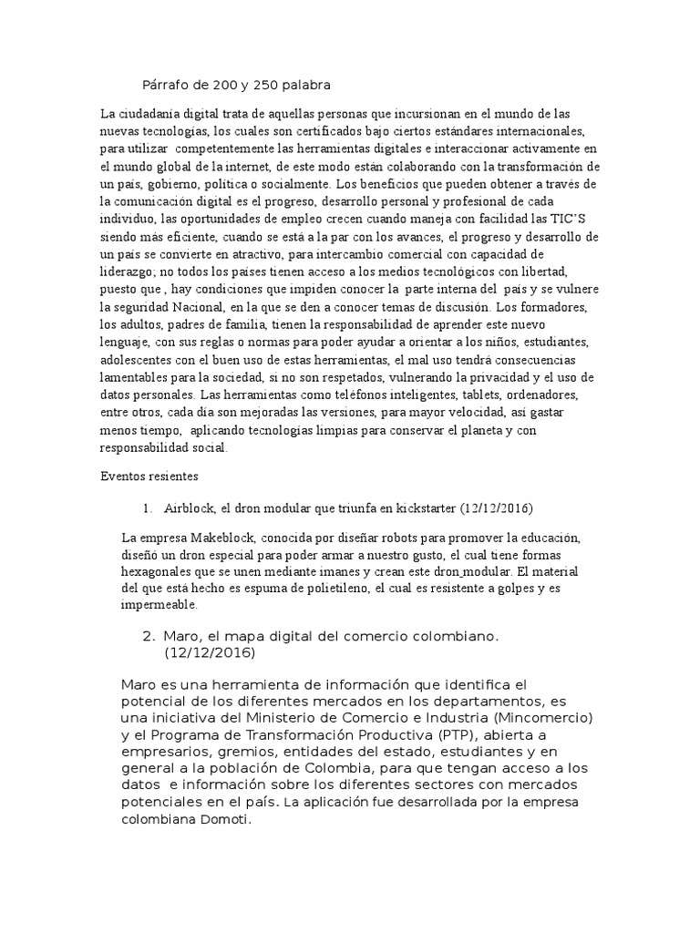 Párrafo de 200 y 250 Palabra | PDF | Internet | Informática