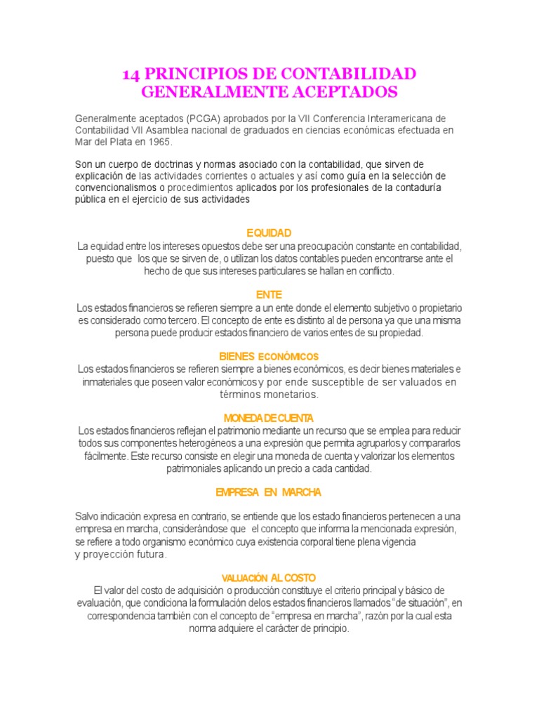 14 Principios de Contabilidad General | PDF | Principios contables ...