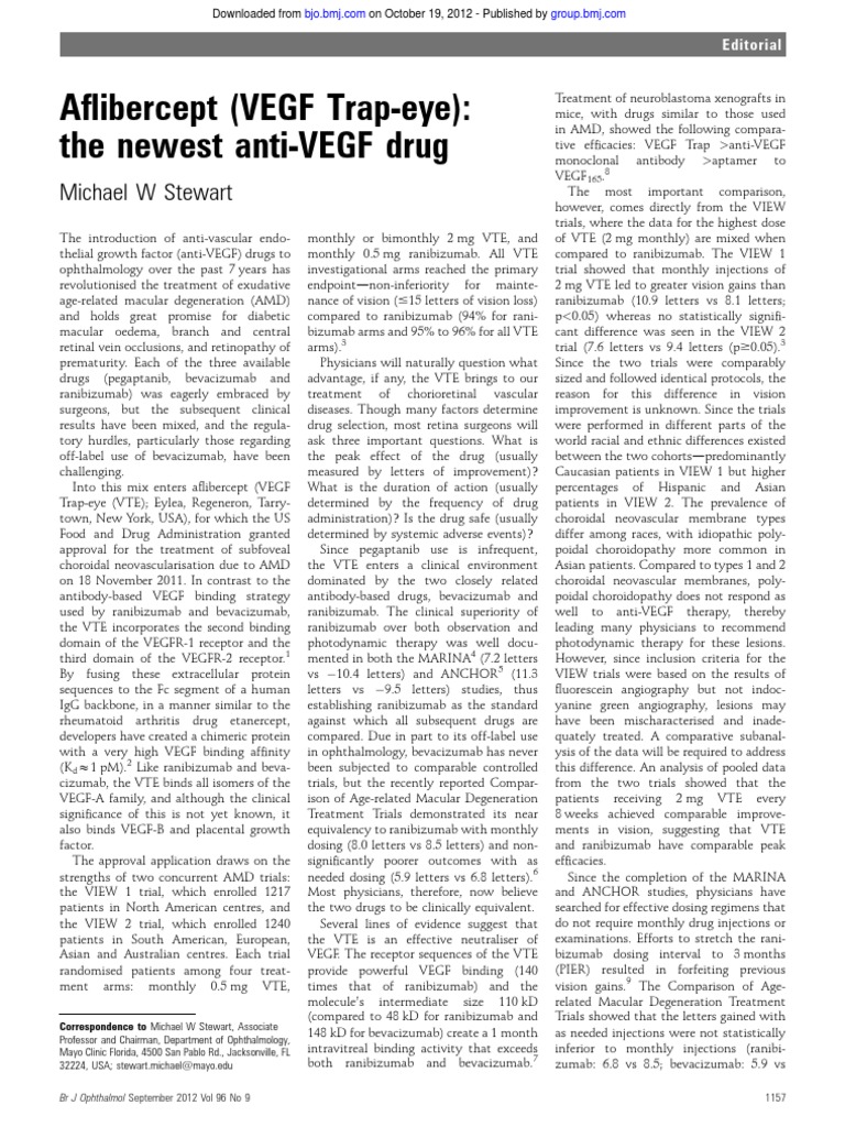 Aflibercept (VEGF Trap-Eye) : The Newest anti-VEGF Drug: Michael W ...