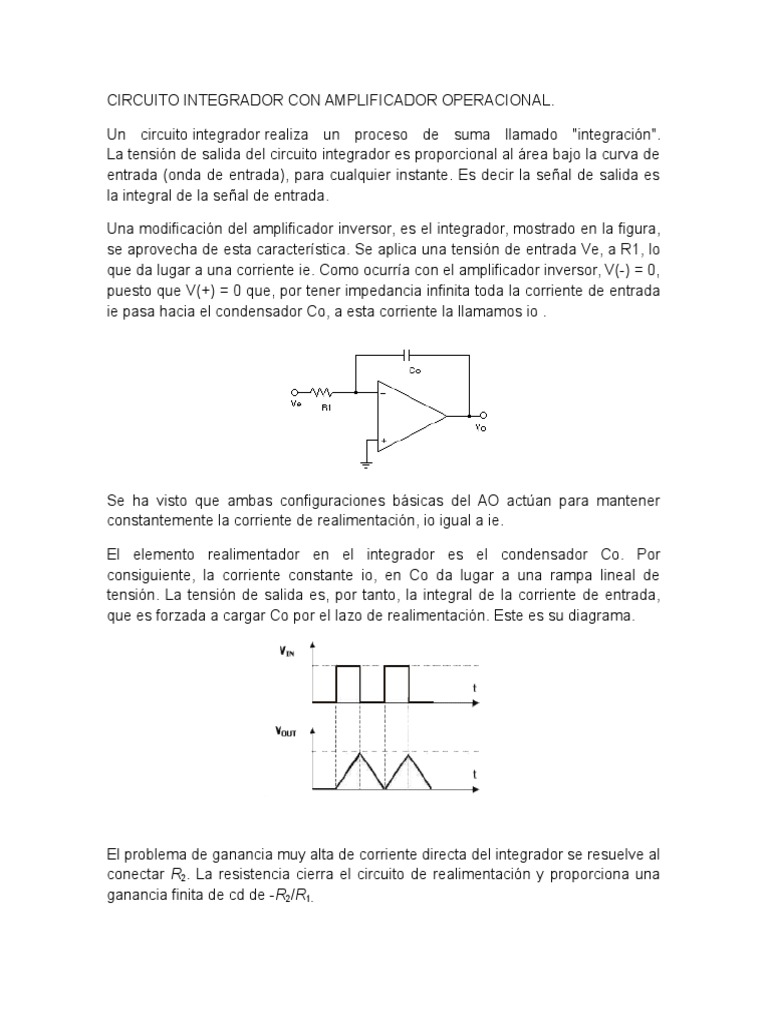 Circuito Integrador Con Amplificador Operacional | PDF