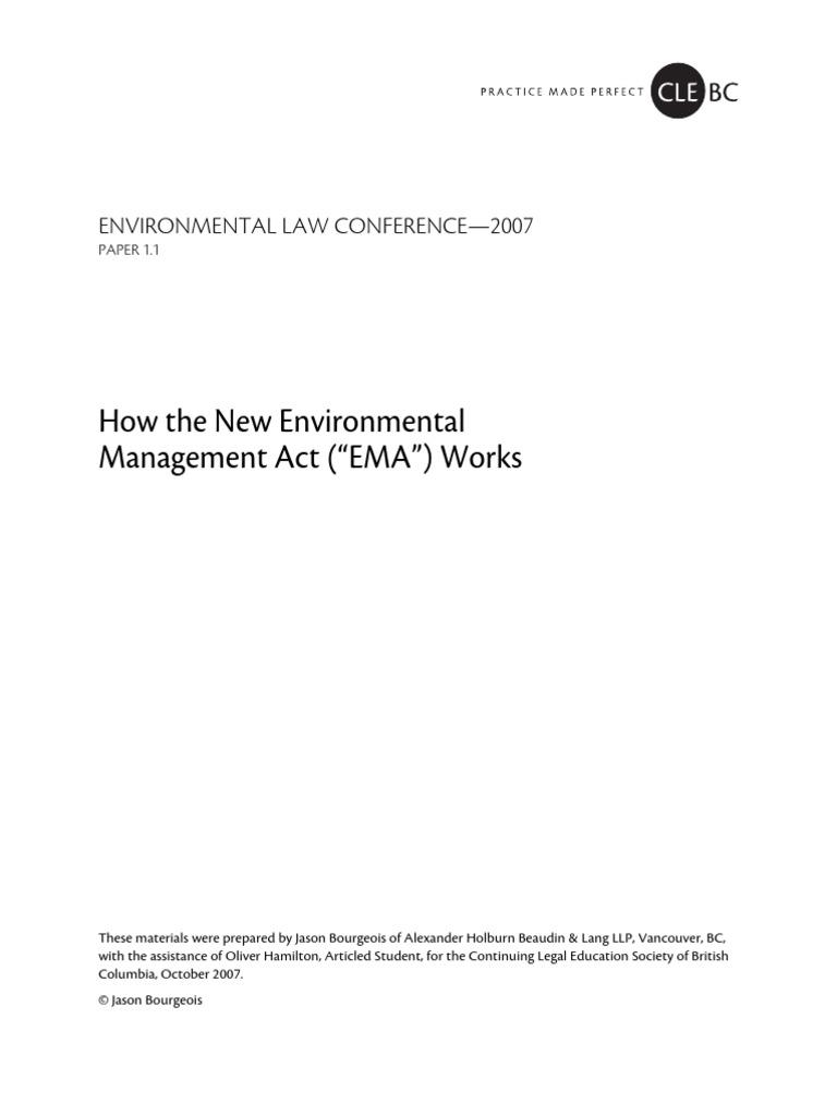 How The New Environmental Management Act Works-Jason Bourgeois ...