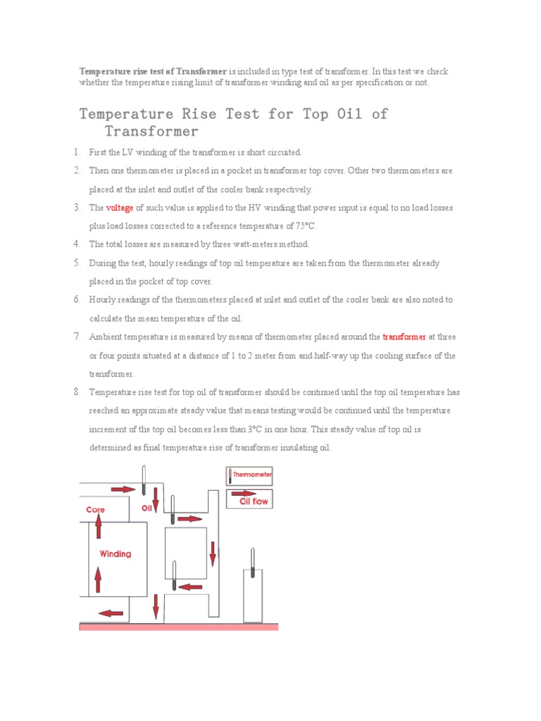 Temperature Rise Test of Transformer | PDF | Transformer | Electric Current