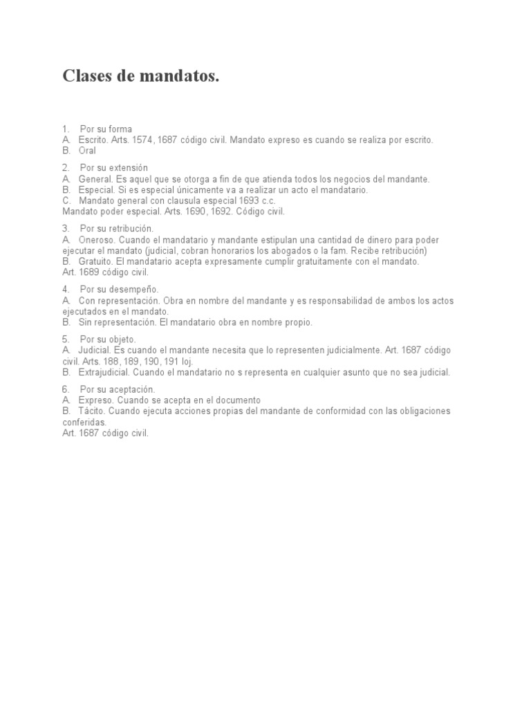Clases de Mandatos | PDF