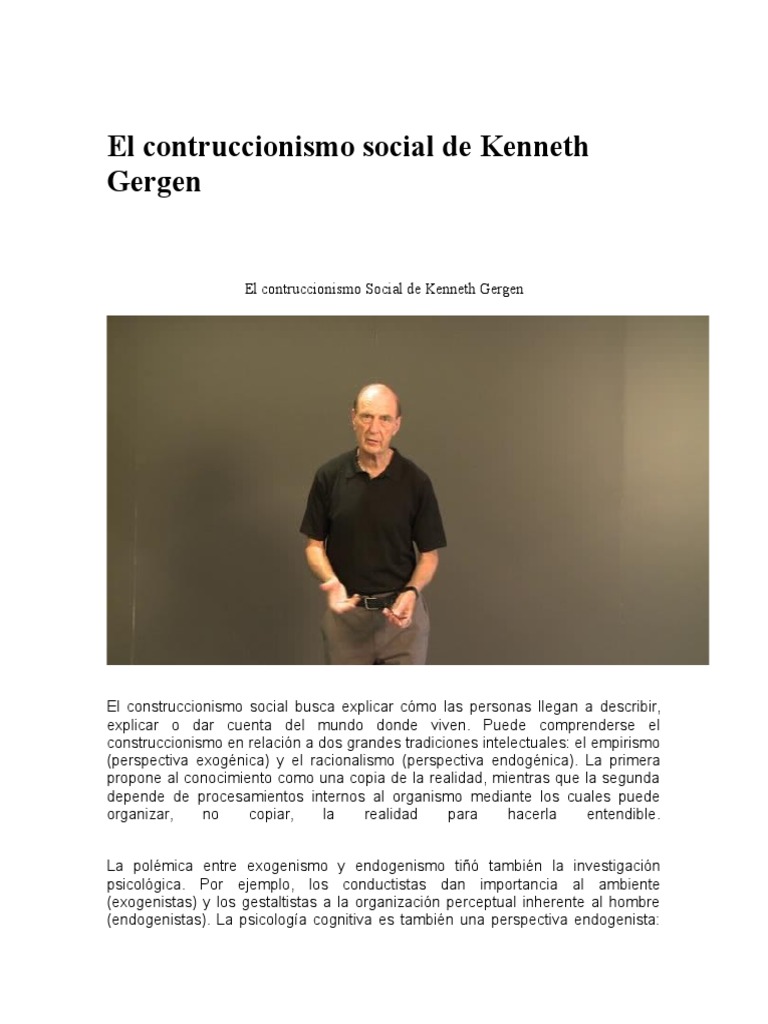 El Contruccionismo Social de Kenneth Gergen | Psicología cognitiva ...